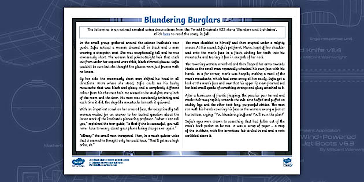 Blundering Burglars Character Description Example Text | KS2